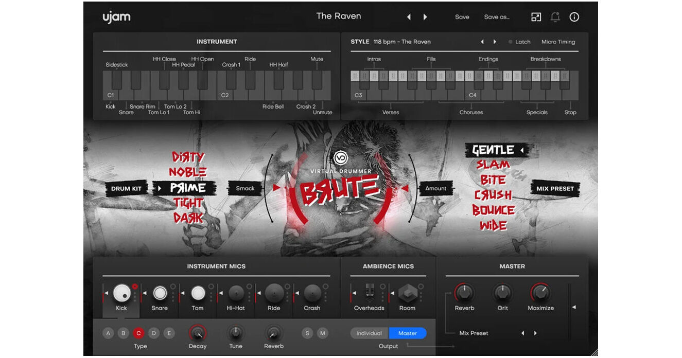 Ujam Virtual Drummer BRUTE Virtual Instrument Plug-In 11-43653