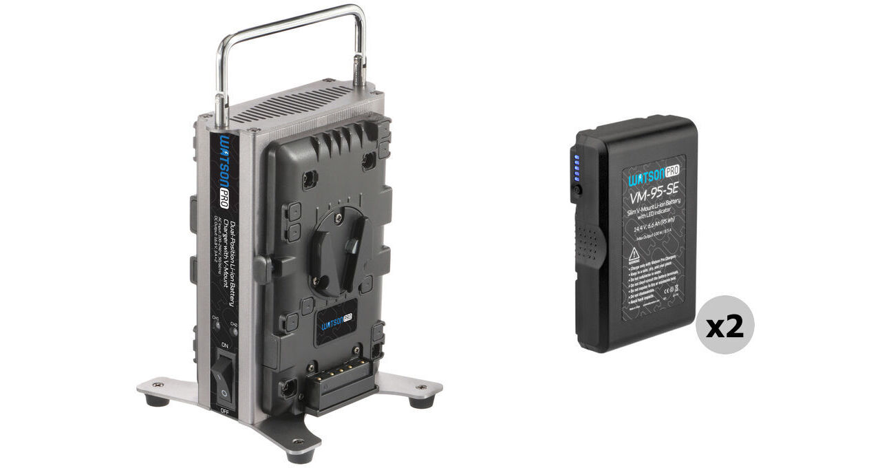 Watson Dual-Position Compact V-Mount Charger with 2 x 14.4V 95Wh