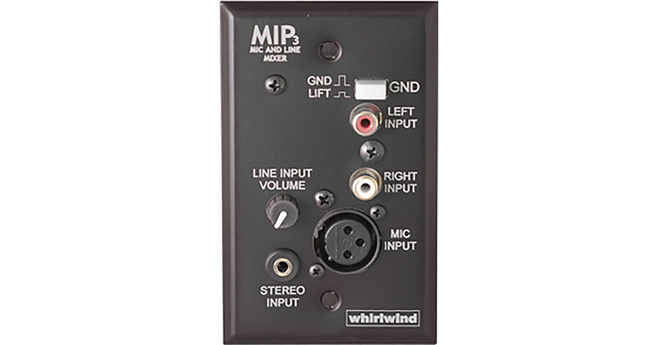 Whirlwind MIP3 One-Gang Passive Wall Plate Audio Mixer MIP3B B&H