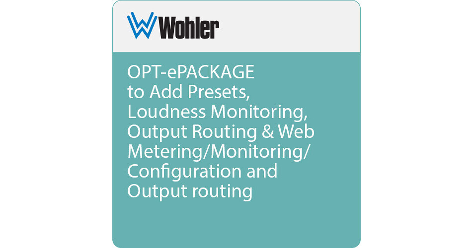 Wohler OPT-ePACKAGE Software Activation Key OPT-EPACKAGE B&H
