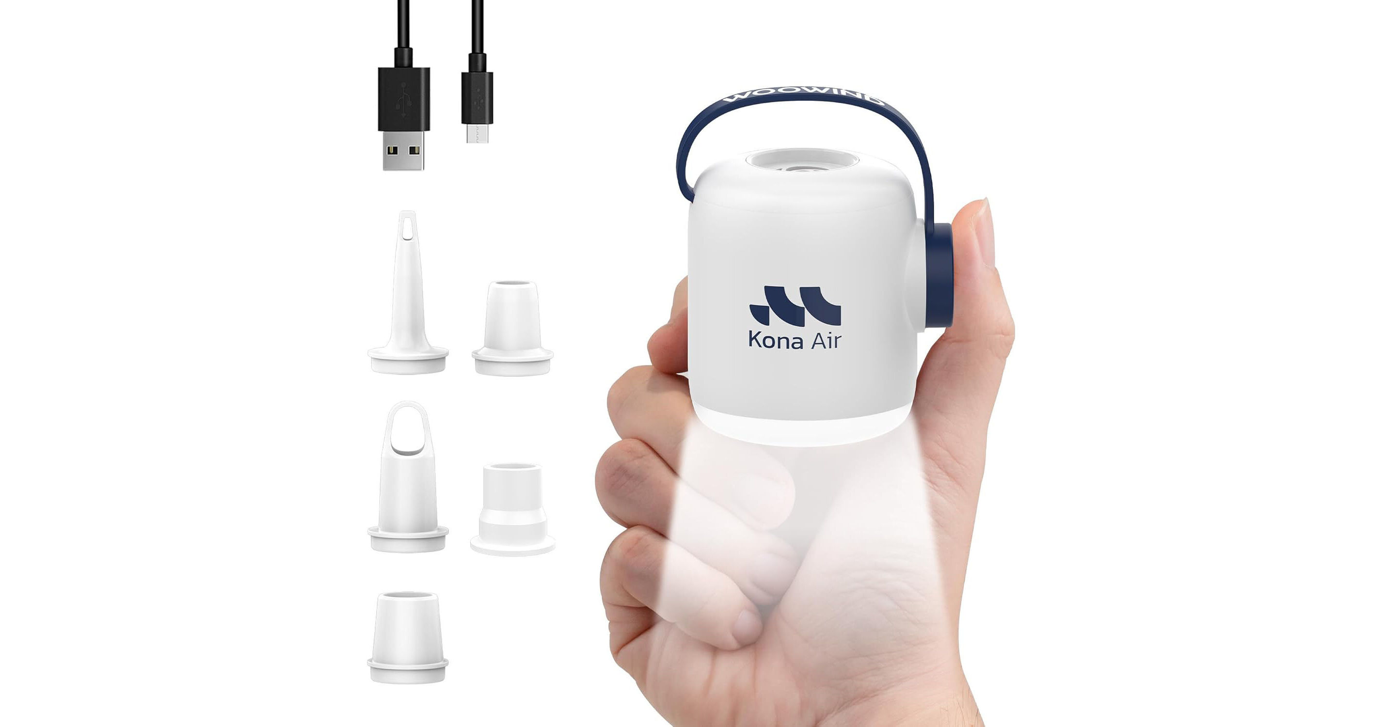 Woowind Kona Air Mini Rechargeable Mattress Pump (White)