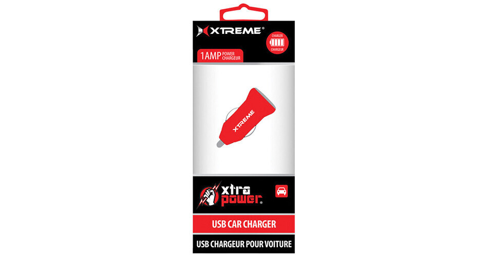Xtreme Cables 1-Port 1A USB Car Charger (Red) 88533 B&H Photo