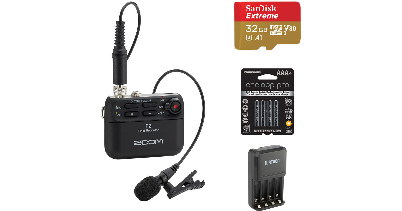 Zoom F2 Ultracompact Field Recorder with Lavalier Microphone and