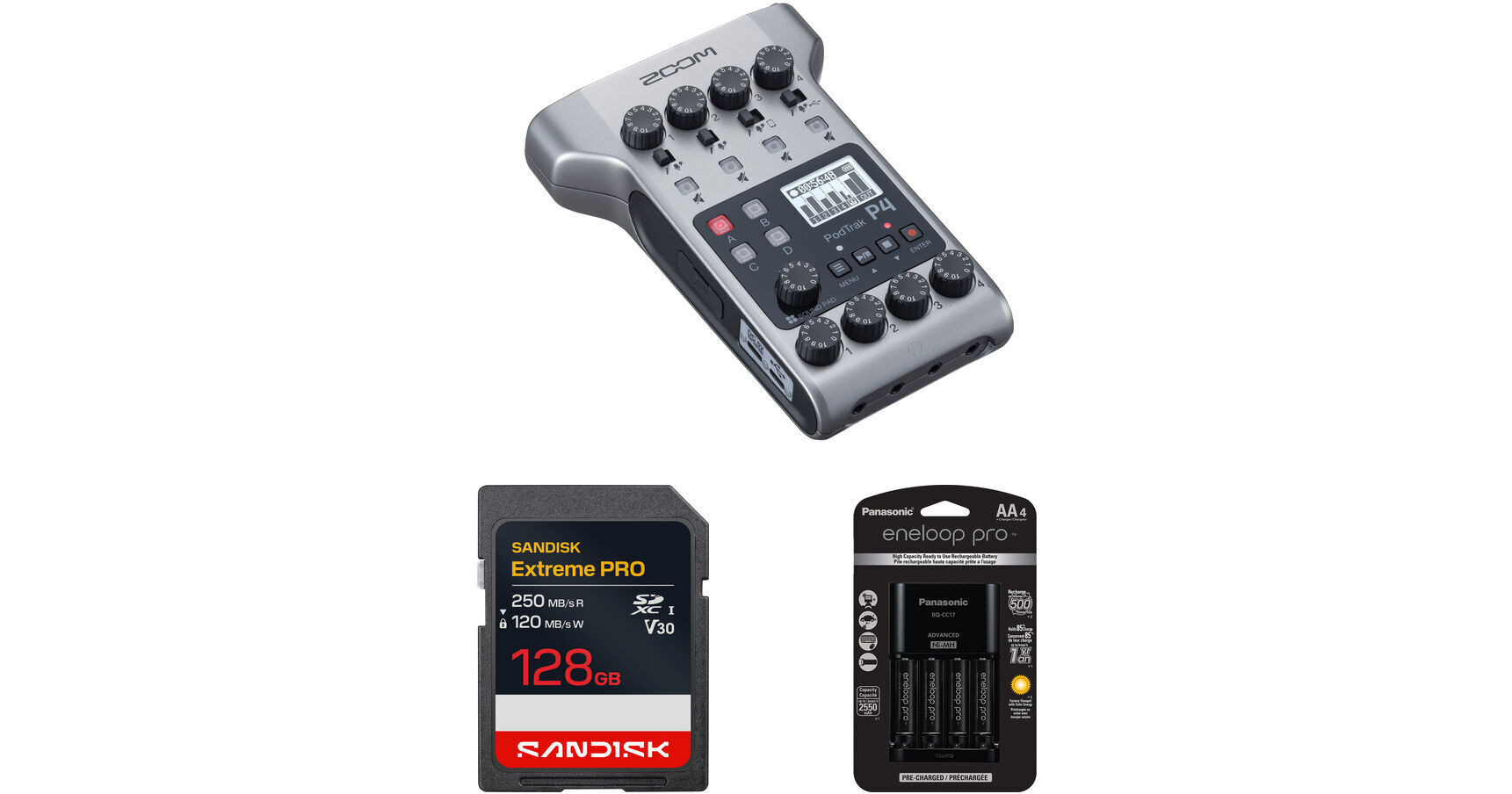 Zoom PodTrak P4 Portable Multitrack Podcast Recorder with