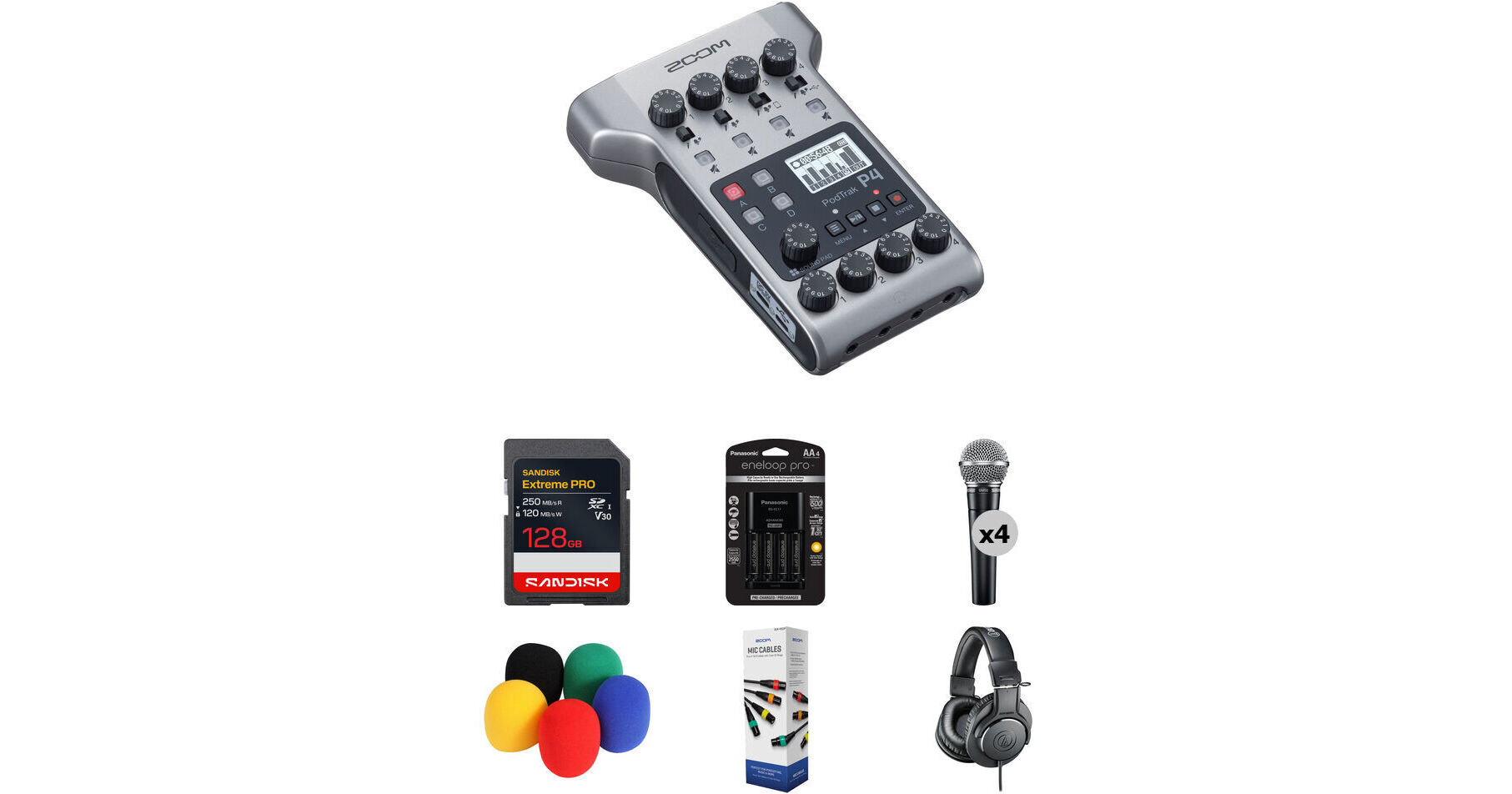 Zoom PodTrak P4 Portable Multitrack Podcast Recorder with