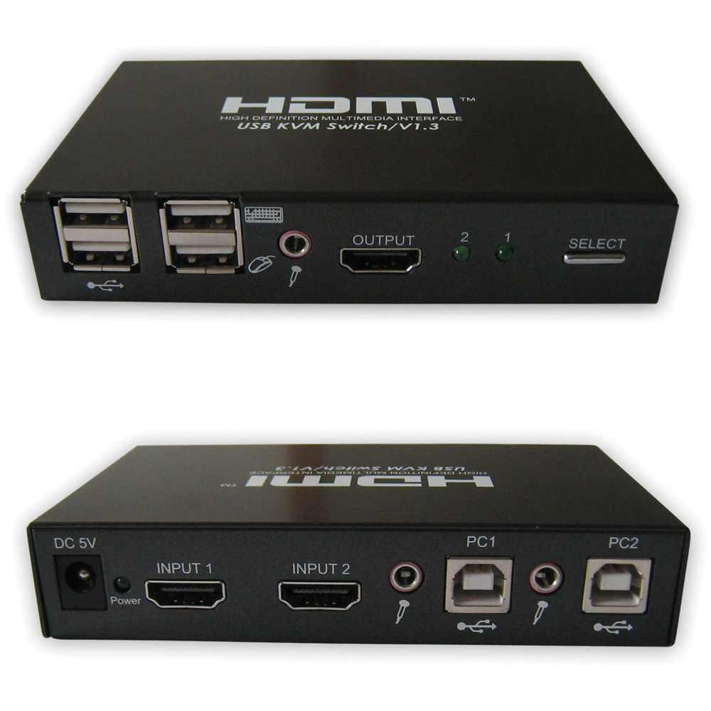RF Link 2 Port HDMI USB KVM Switch With Cables HUK 1020 B H RF Link 2 Port HDMI USB KVM Switch With Cables HUK 1020 B H