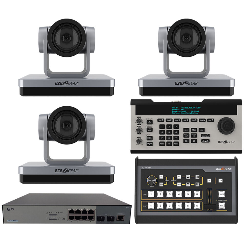 BZBGEAR 3 x 20x PTZ Camera Broadcast BG-KIT3CAMBROADCASTER-20X-S