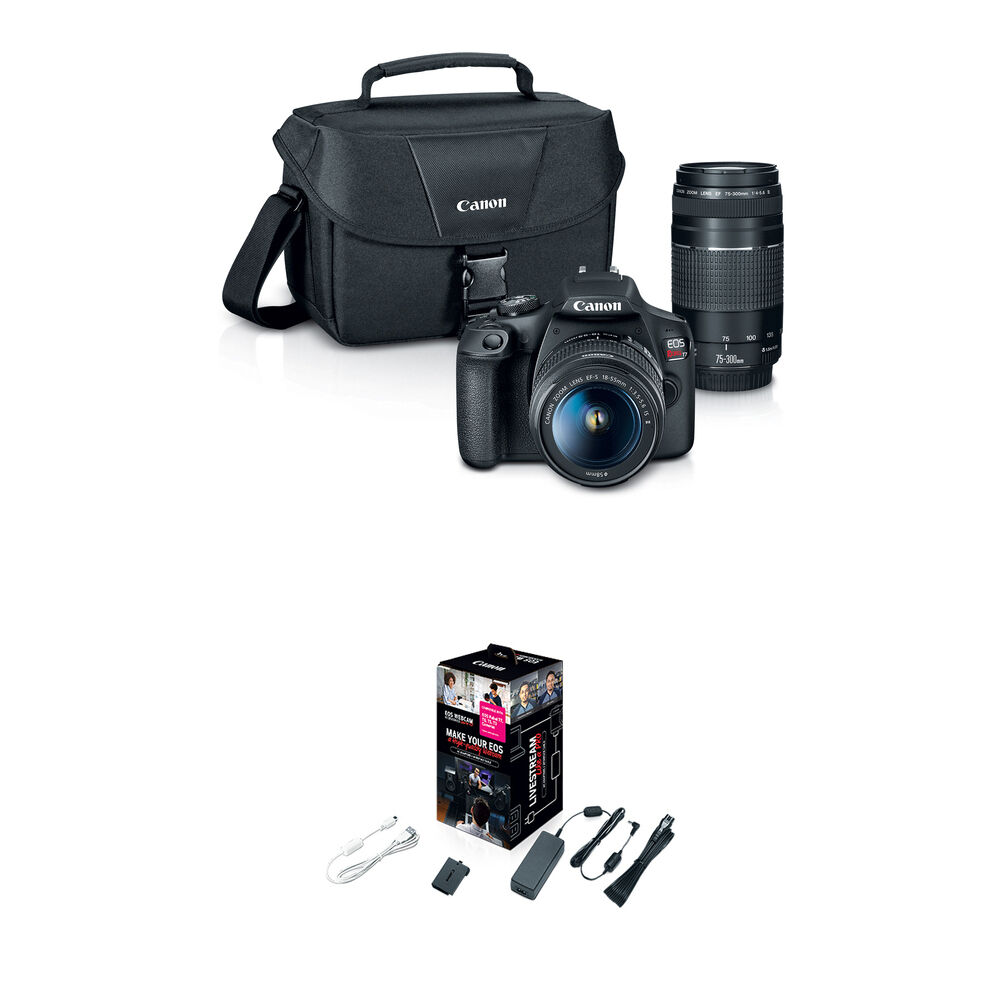 Canon EOS Rebel T7 DSLR Camera with 18-55mm, 75-300mm Lenses