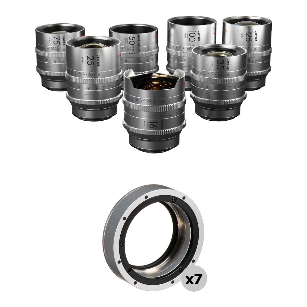 DZOFilm VESPID Retro 7-Lens Kit with Retro Silver DZO-VR21B7PLS
