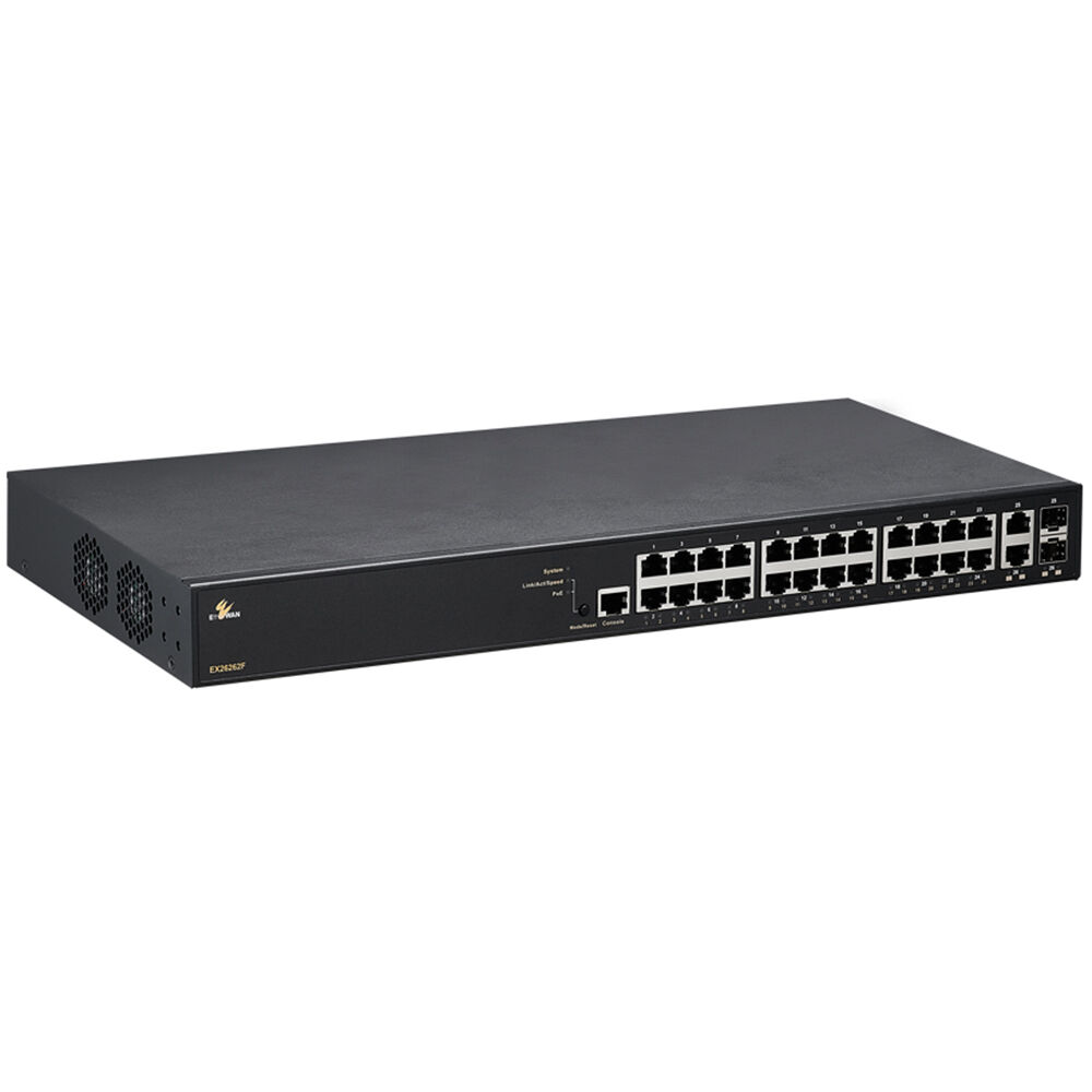 EtherWAN EX26262F Managed 24-Port Gigabit PoE and 2-Port
