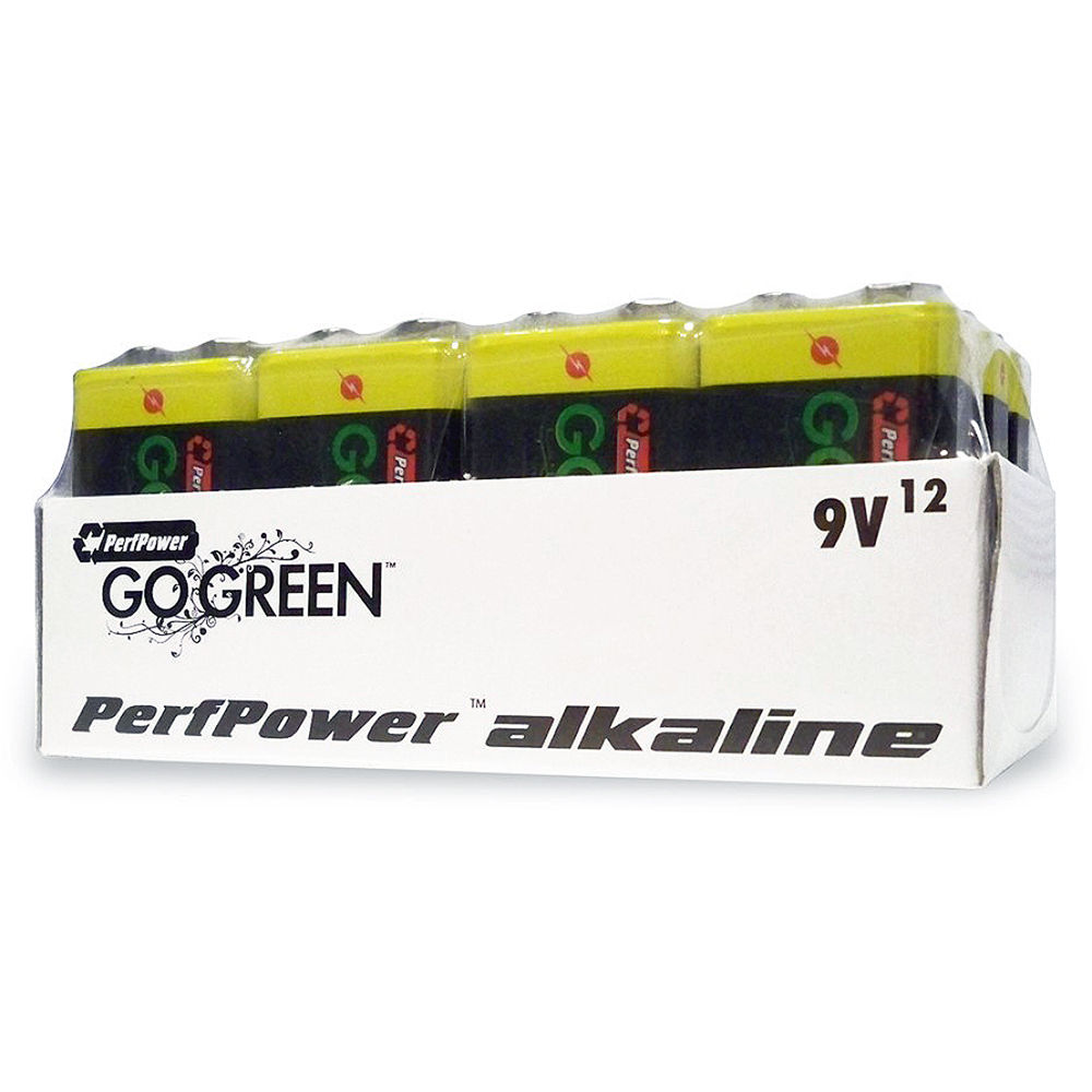 PerfPower Go Green 9V Alkaline Batteries (12-Pack) 24015 B&H