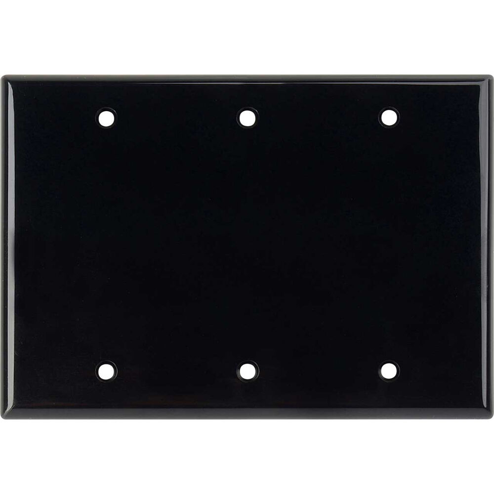 TecNec 3-Gang Blank Wall Plate (Black Lexan) WP3-PLAS/BLACK B&H
