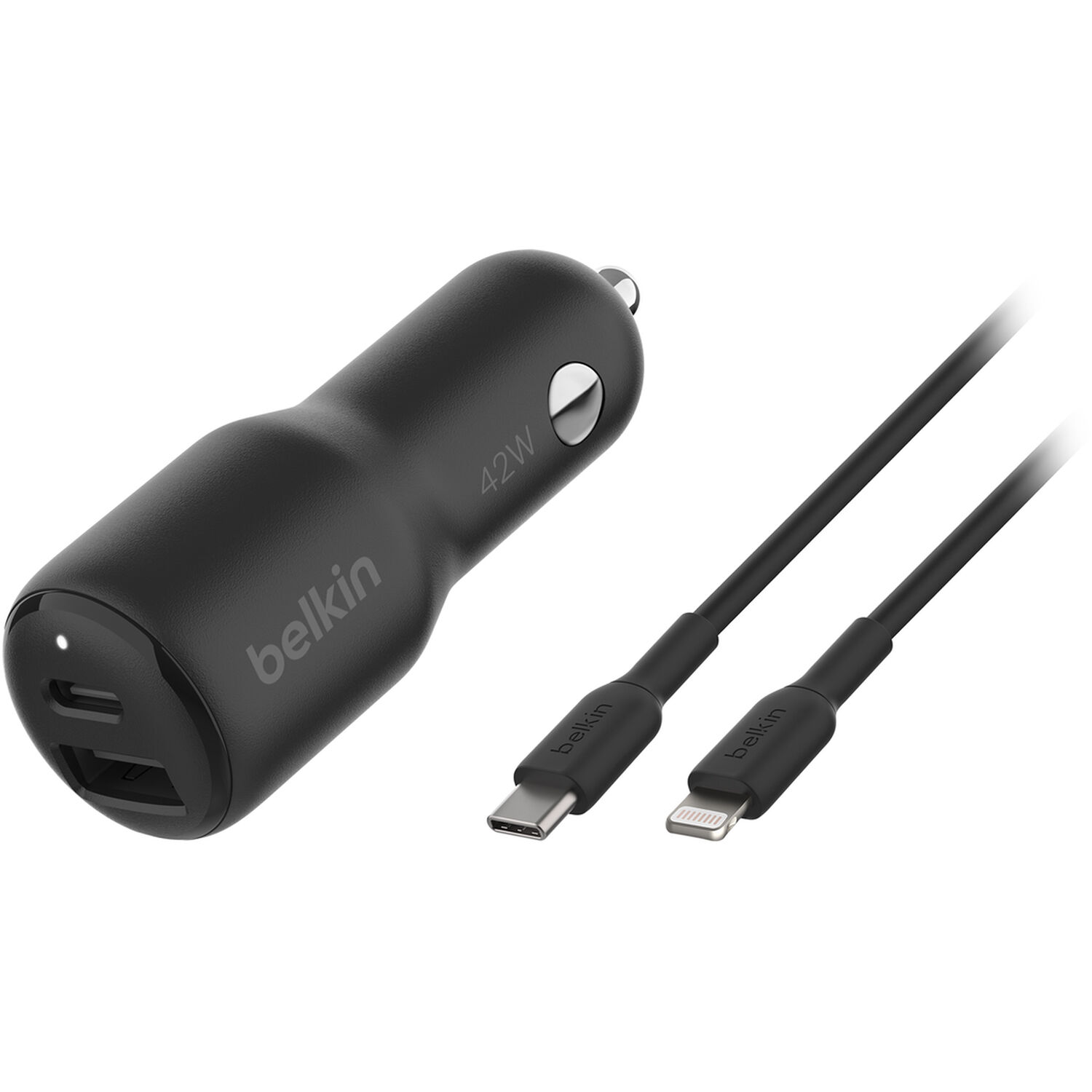 Belkin 42W Dual Car Charger with USB-C to CCB005BT1MBK-B5 B&H