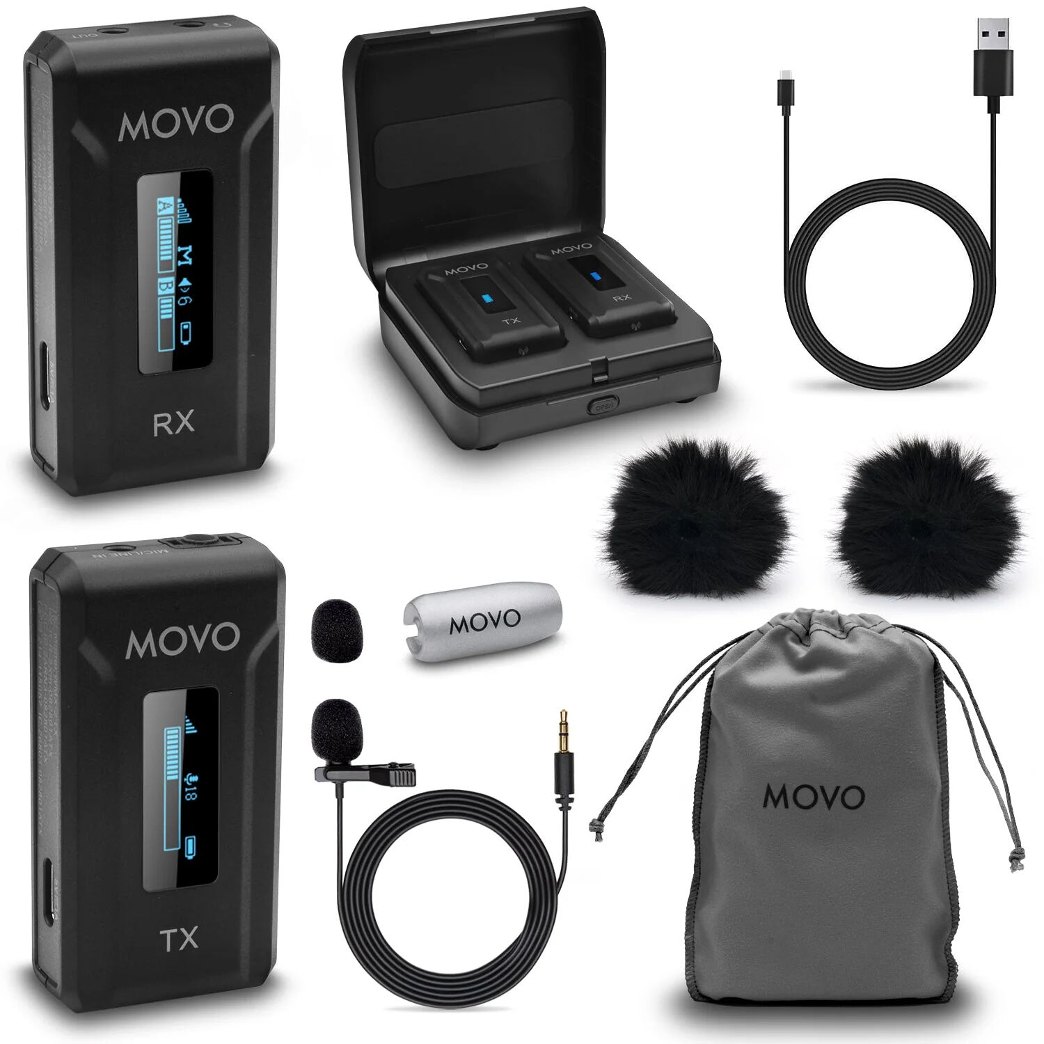 Movo Photo WMX-2 Wireless Microphone System for Cameras WMX-2