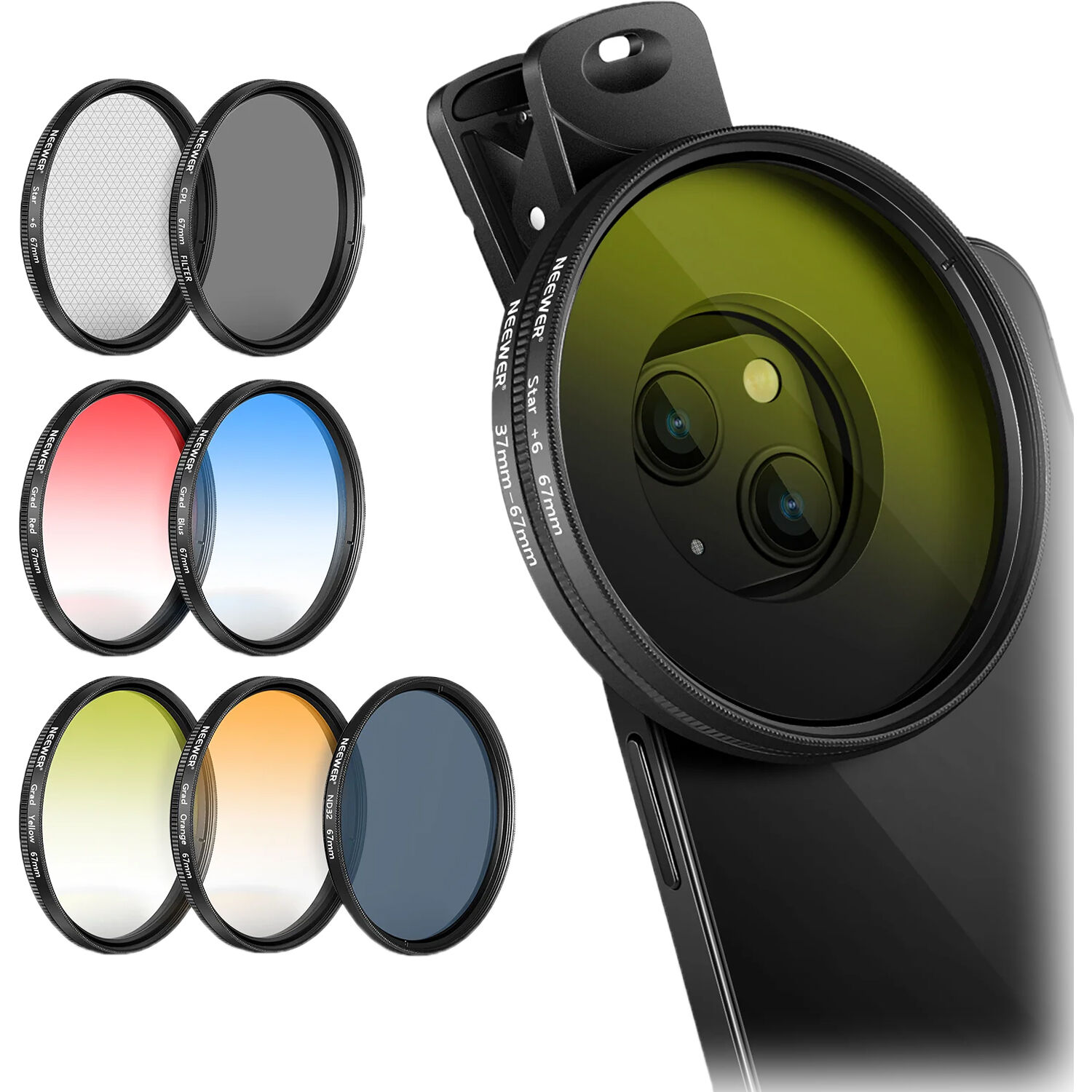 Neewer Clip-On Filter Kit for Phone & Camera (55mm) 66602443 B&H