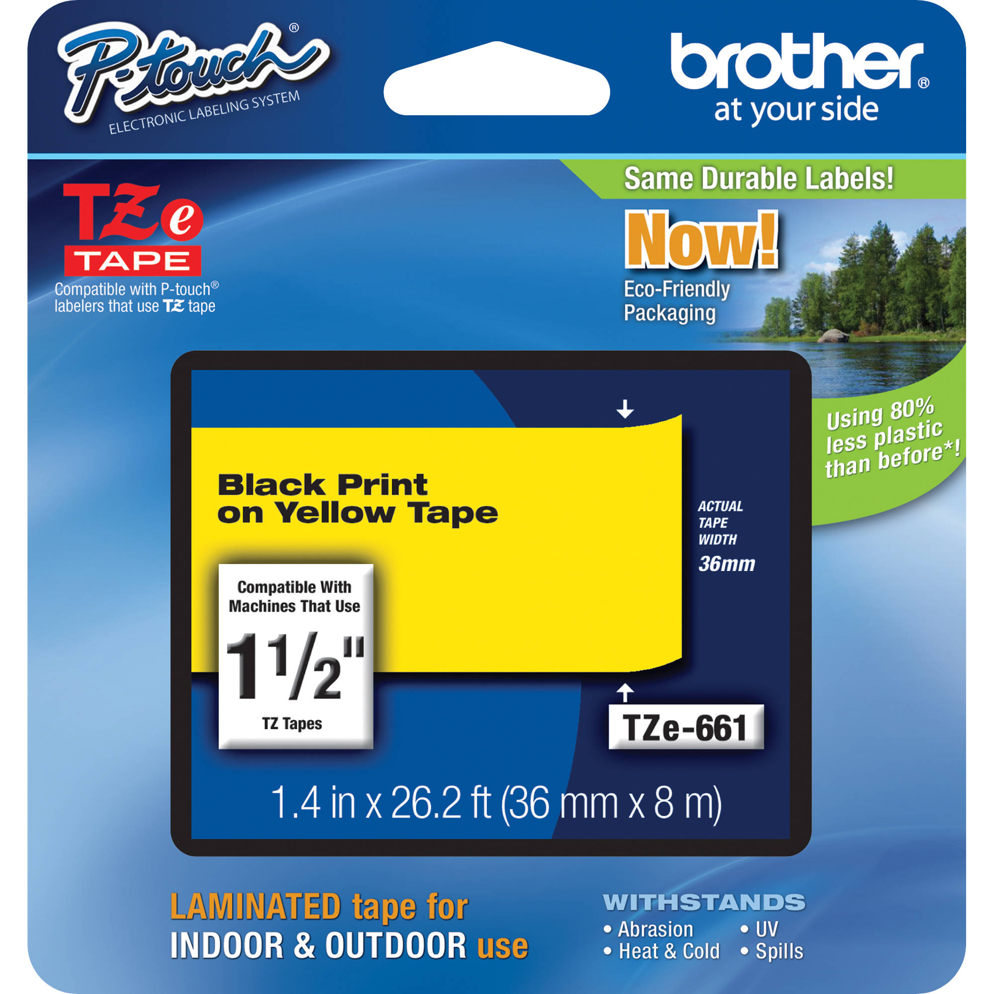 Brother TZe661 Laminated Tape for P-Touch Labelers TZE-661 B&H