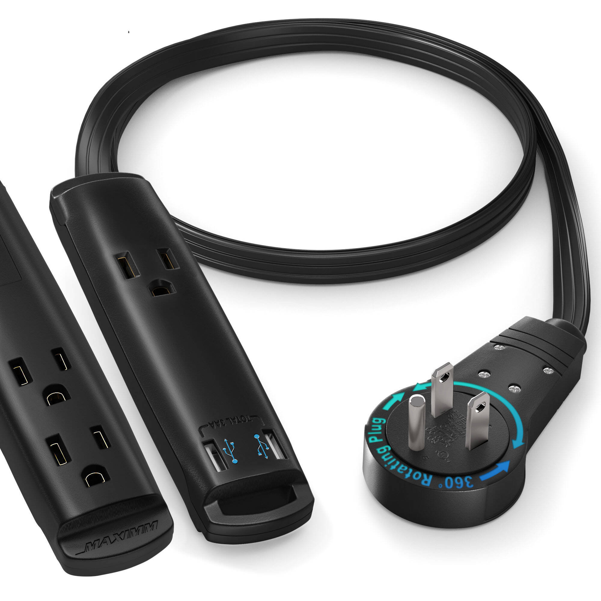 Maximm Cable 360° Rotating Flat Plug USB ADW-360-C201-B B&H