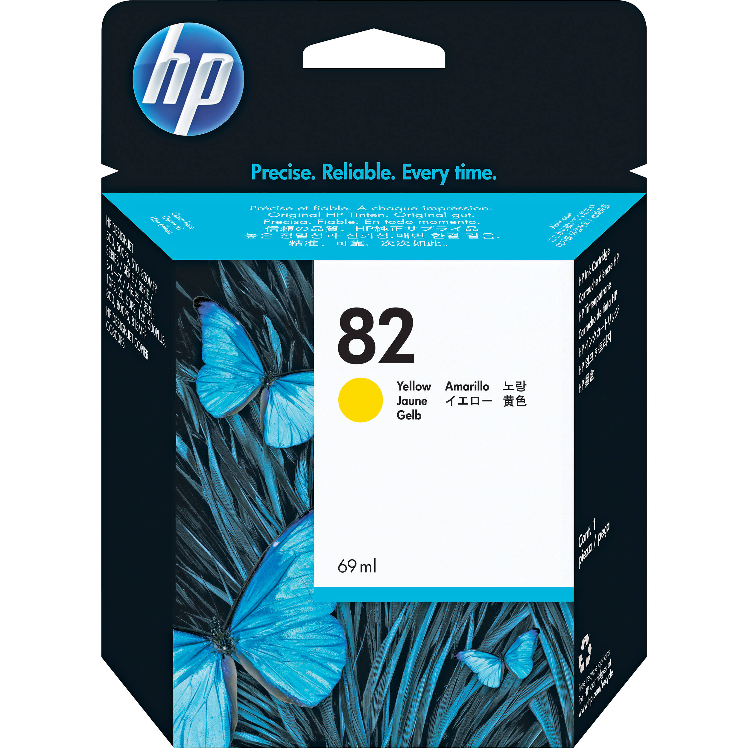 HP 82 Yellow Ink Cartridge 69ml For DJ 500SP C4913A B H