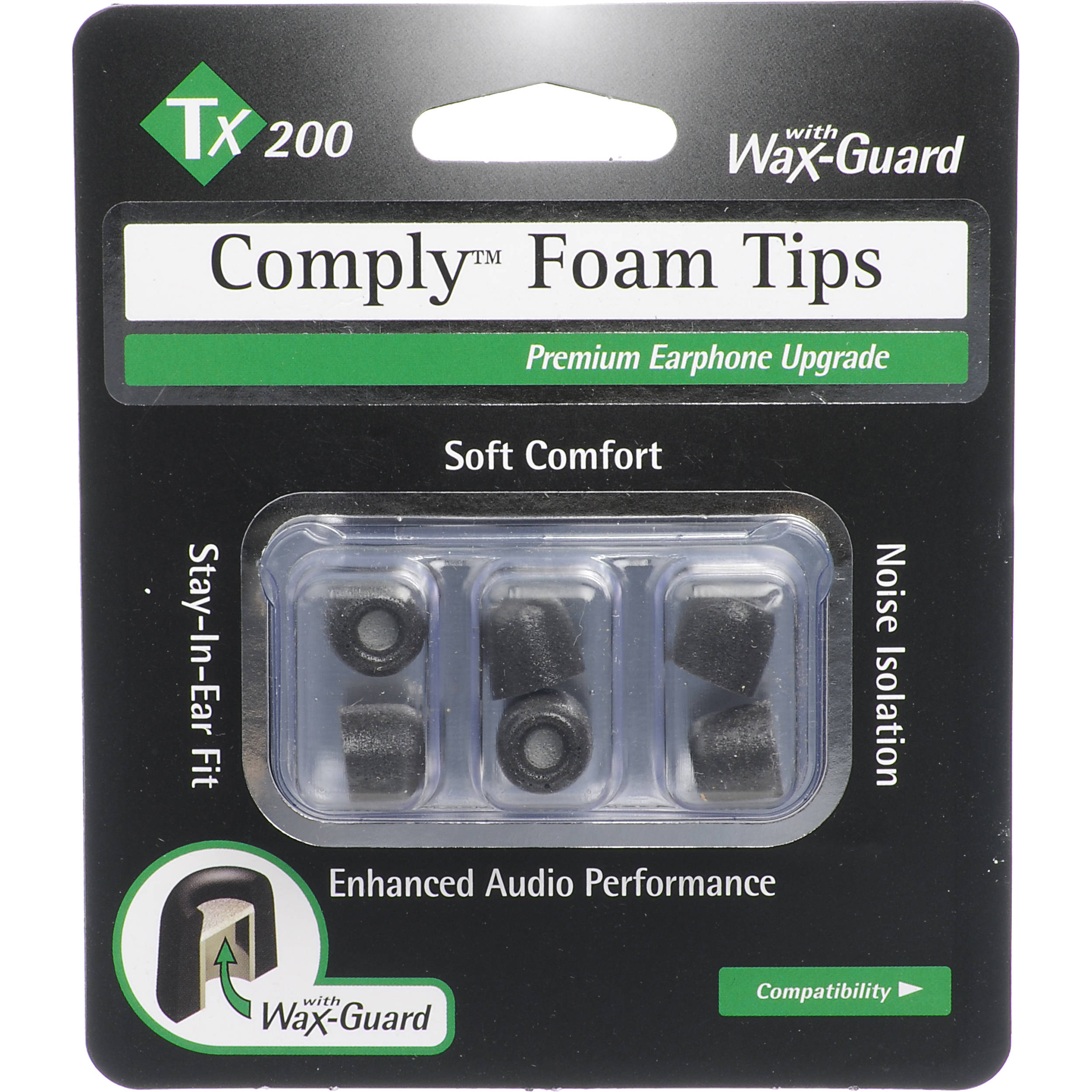 Hearing Components Comply Tx 200 Foam Tips Black 19 20200 11 Hearing Components Comply Tx 200 Foam Tips Black 19 20200 11