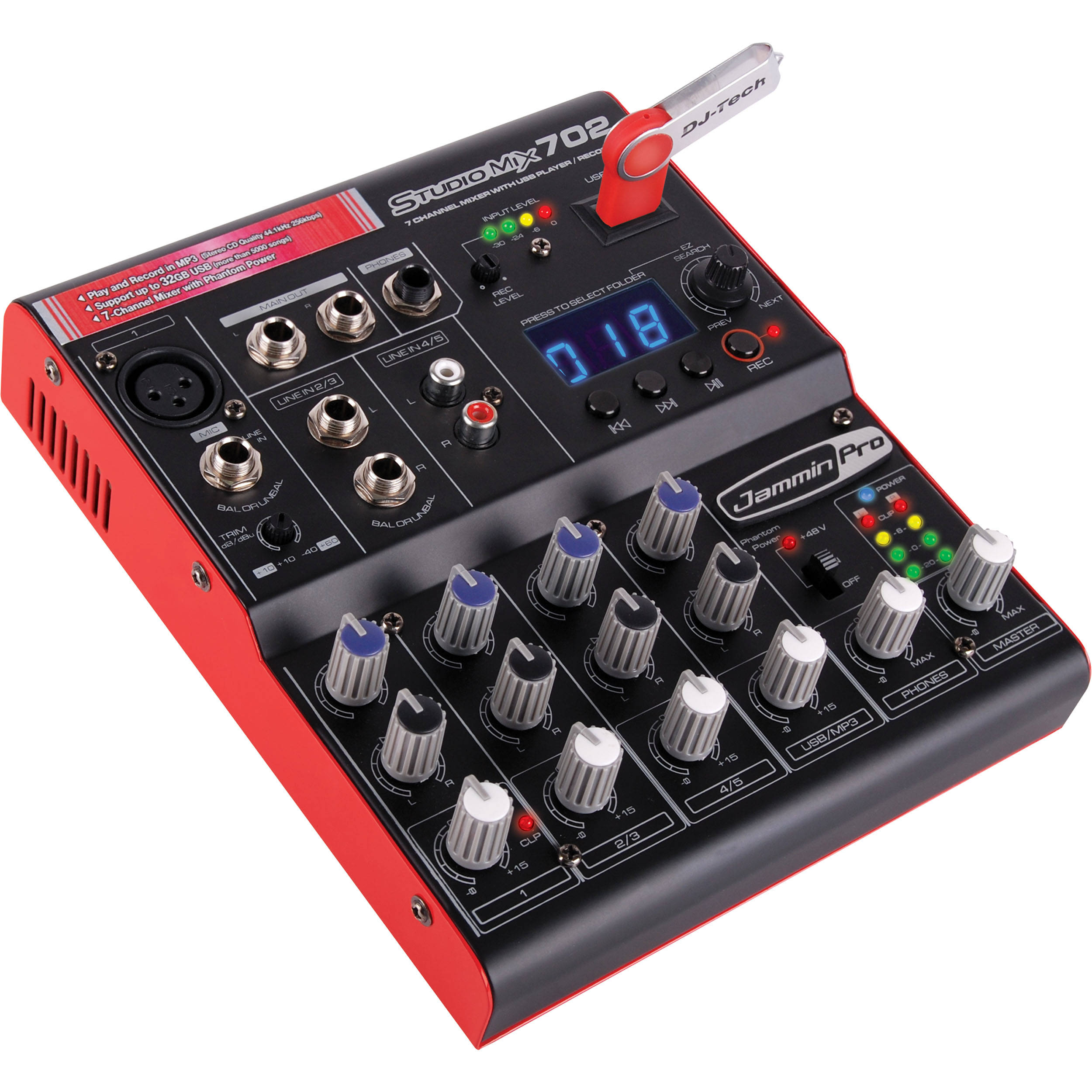 Jammin StudioMix702 7 Channel Mixer With USB STUDIOMIX 702 B H