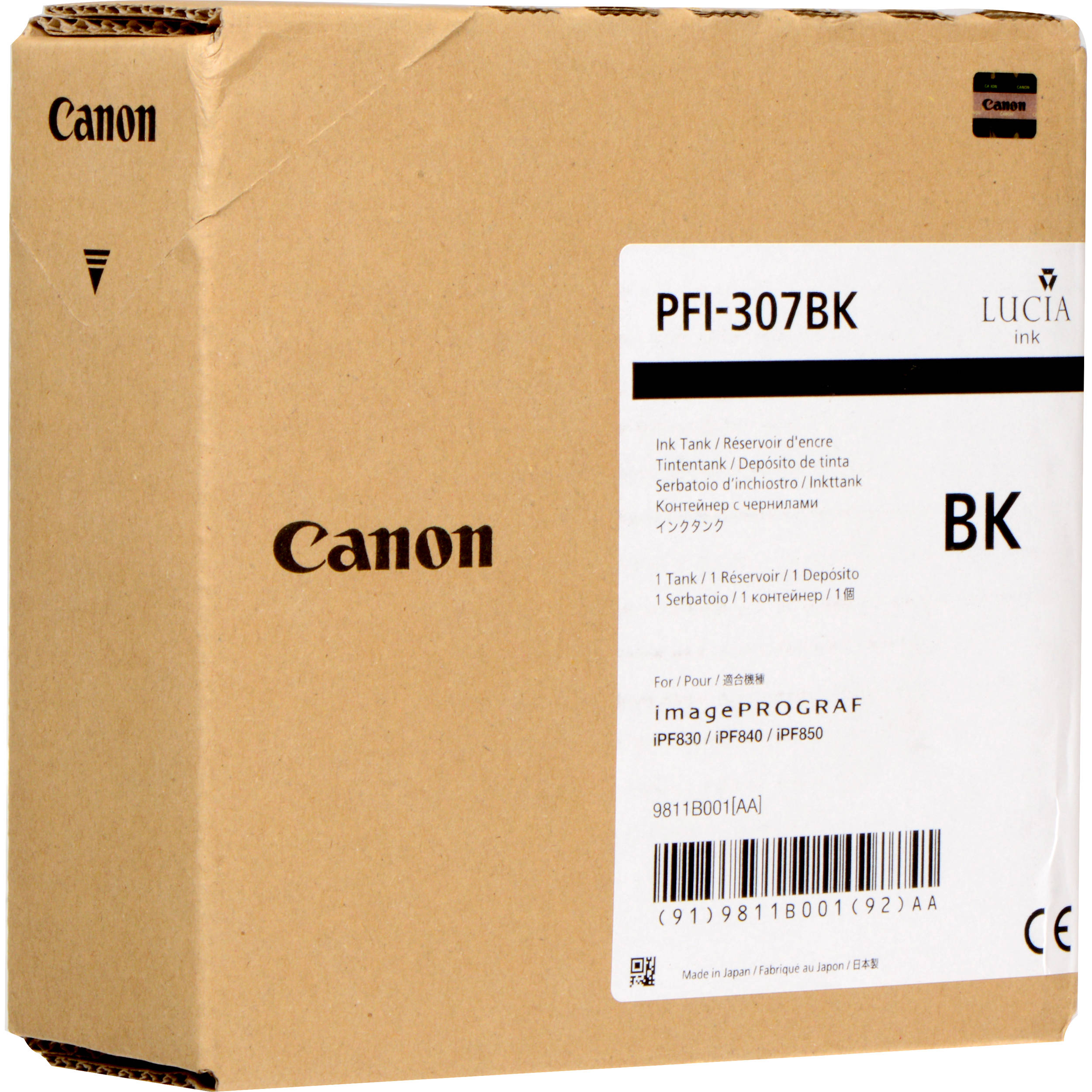 Canon PFI-307BK Black Ink Cartridge (330 mL) 9811B001AA B&H