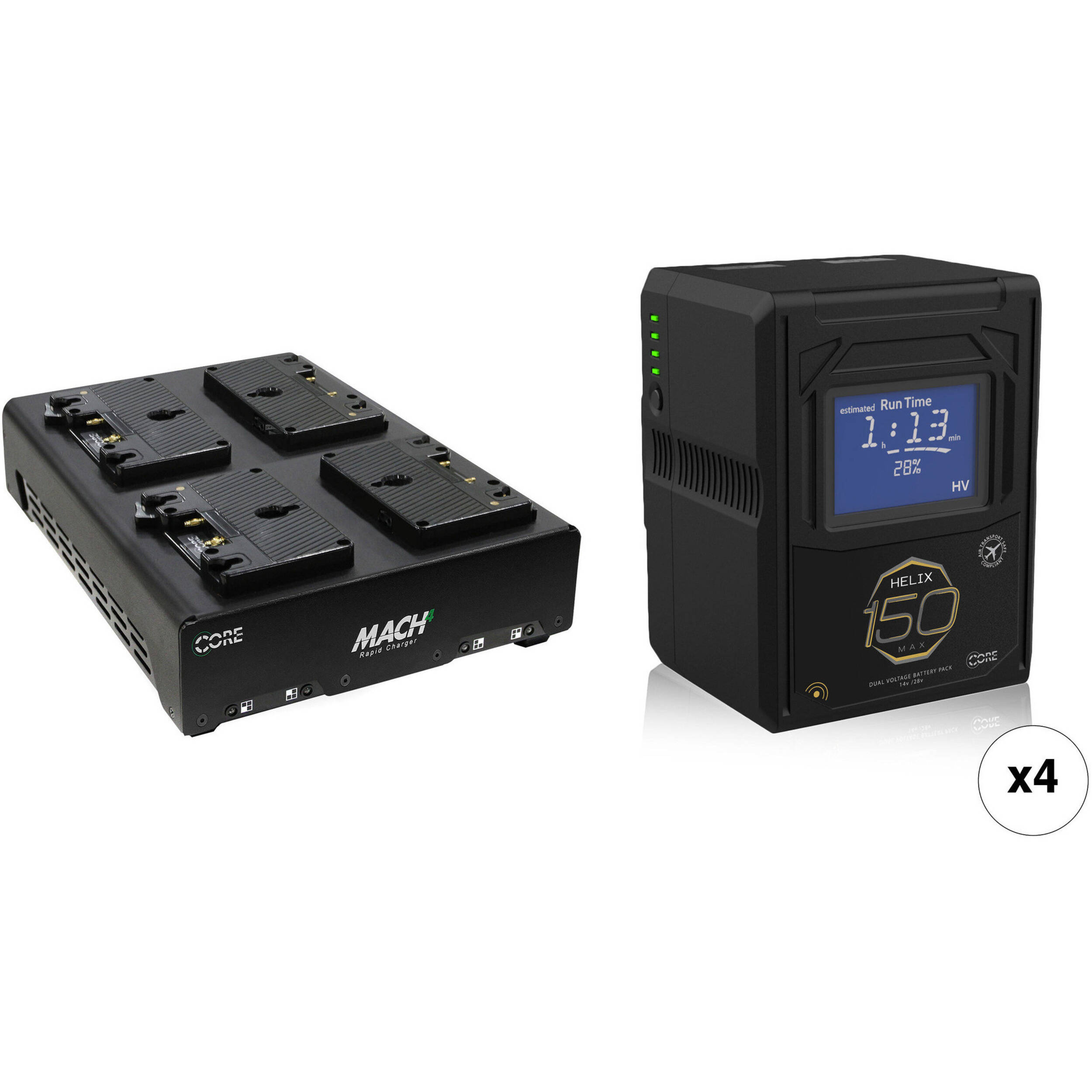 Core SWX 147Wh Helix Max Dual-Voltage 4-Battery Kit (Gold Mount)