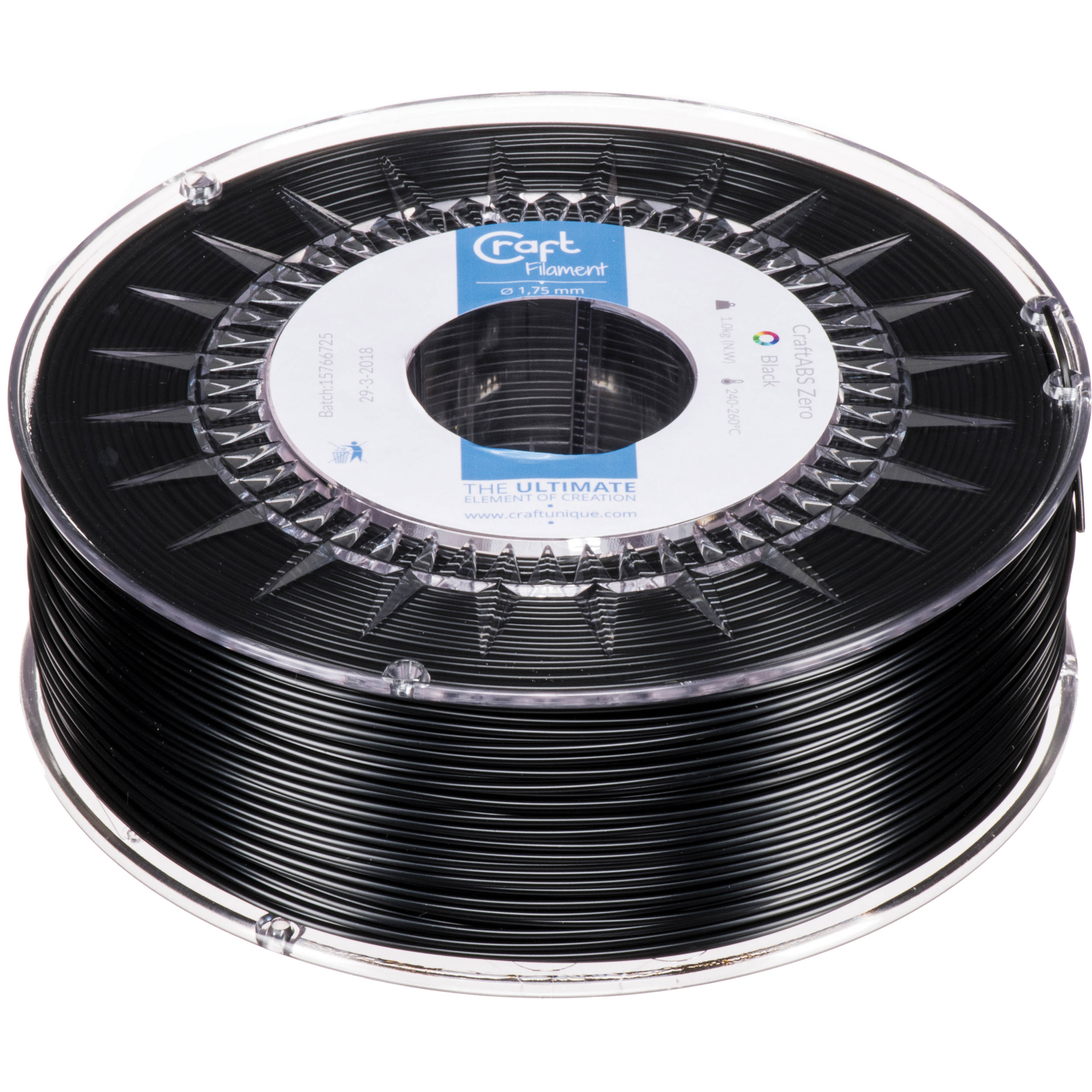 CraftBot 1.75mm ABS-X Filament (1kg, Black) FI.003.002 B&H Photo