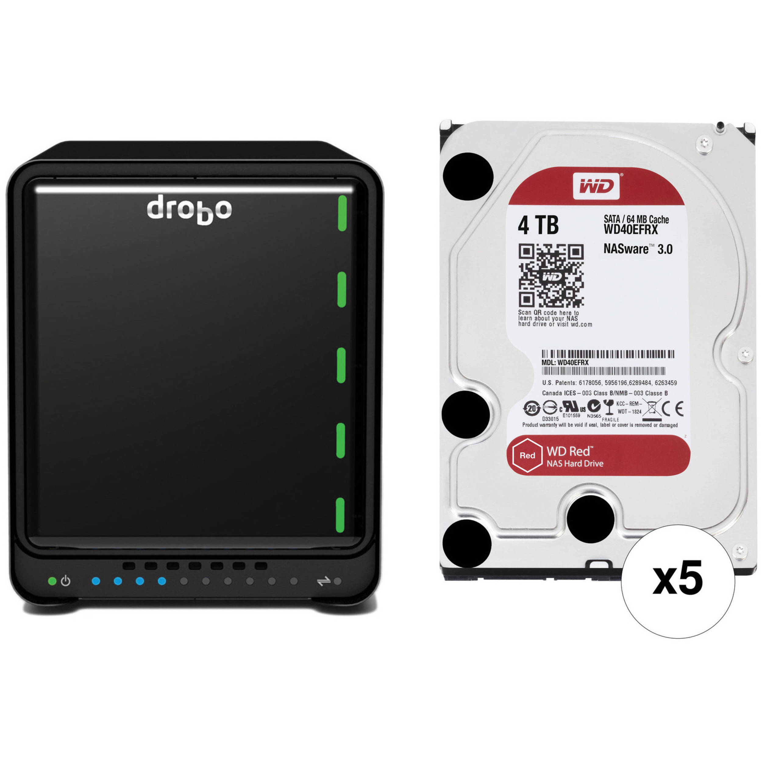Drobo 5D 20TB Professional Storage Array Kit With WD NAS Drives Drobo 5D 20TB Professional Storage Array Kit With WD NAS Drives