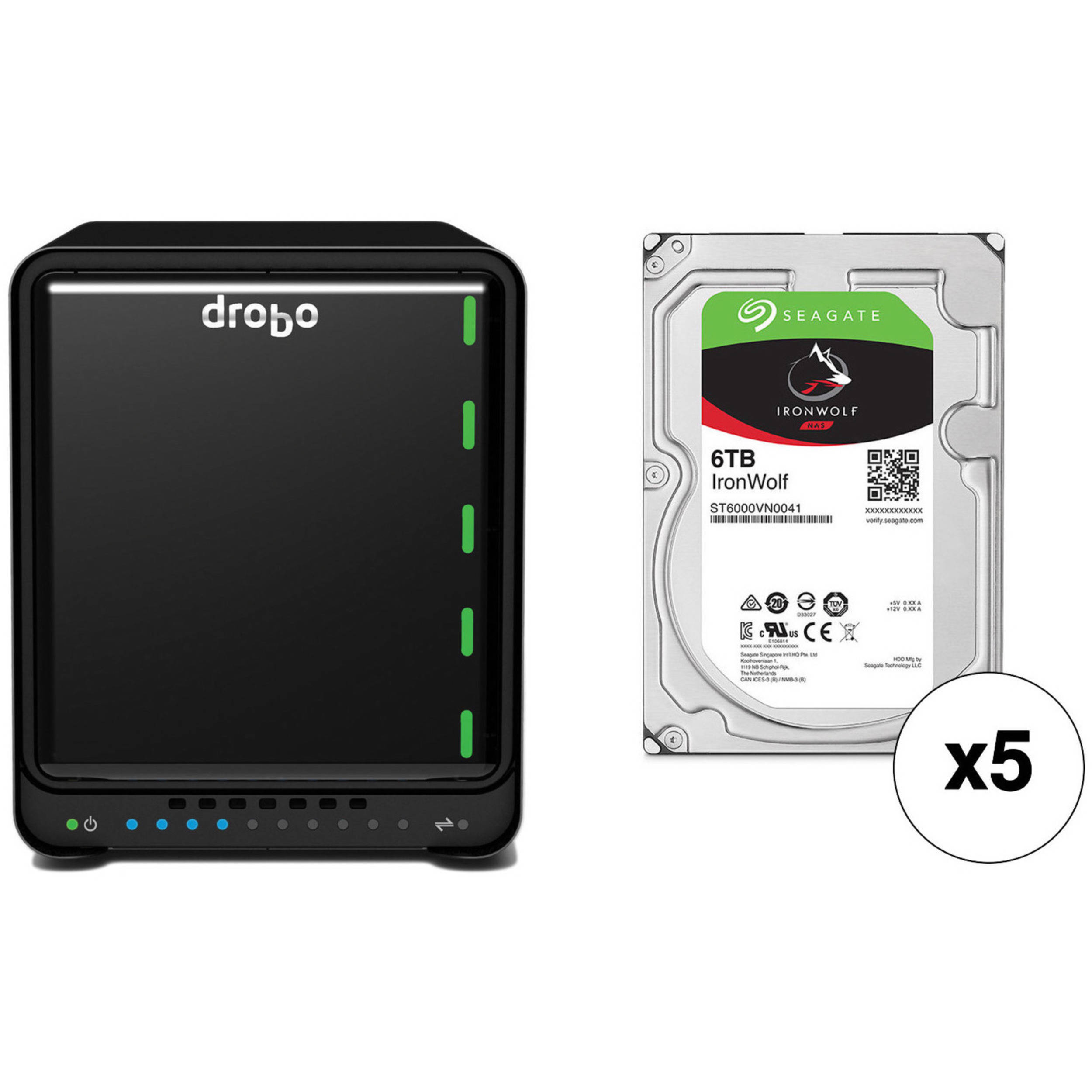 Drobo 5D 30TB Professional Storage Array Kit With Seagate NAS Drobo 5D 30TB Professional Storage Array Kit With Seagate NAS