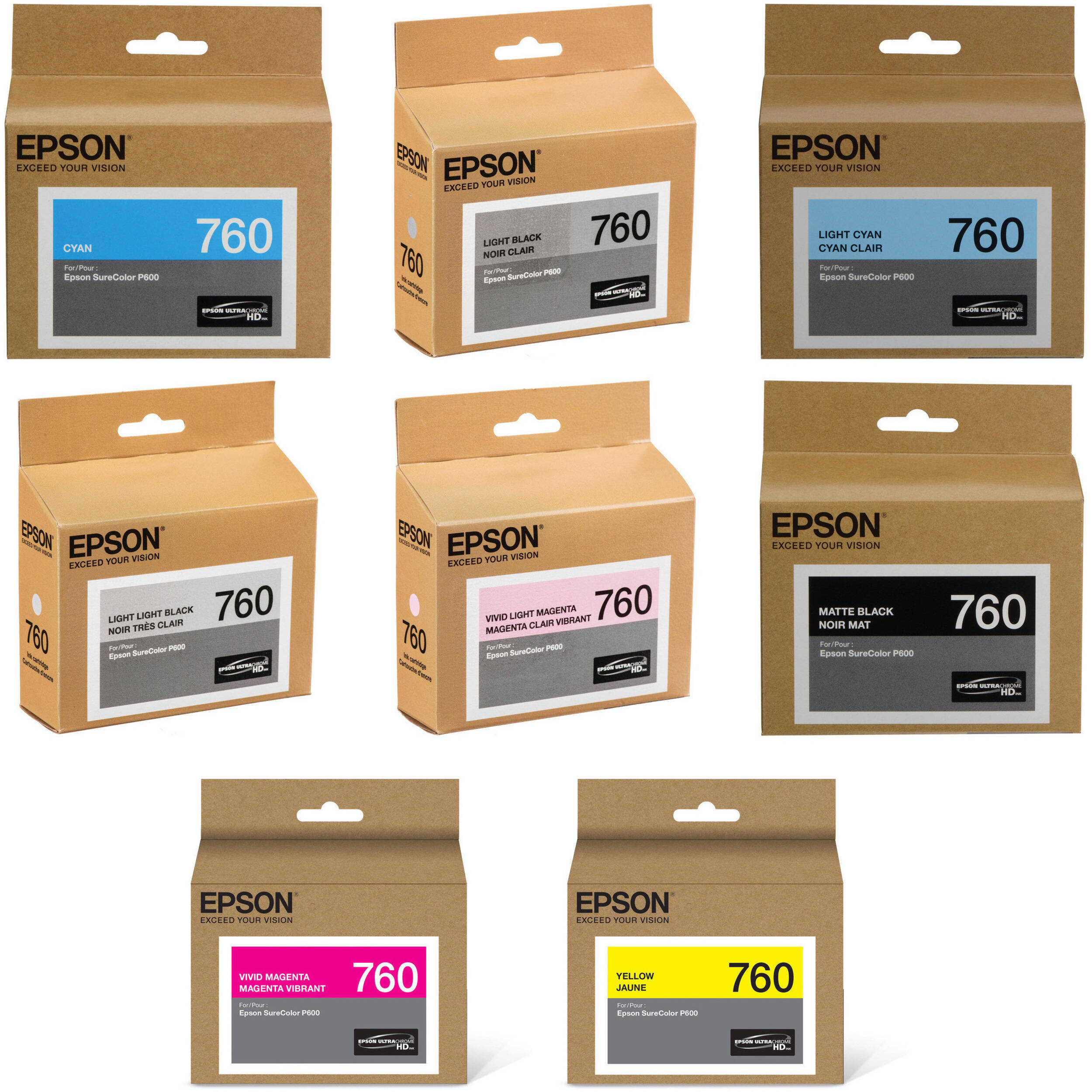 Epson T760 Ultrachrome HD Eight Ink Cartridge Kit with Matte