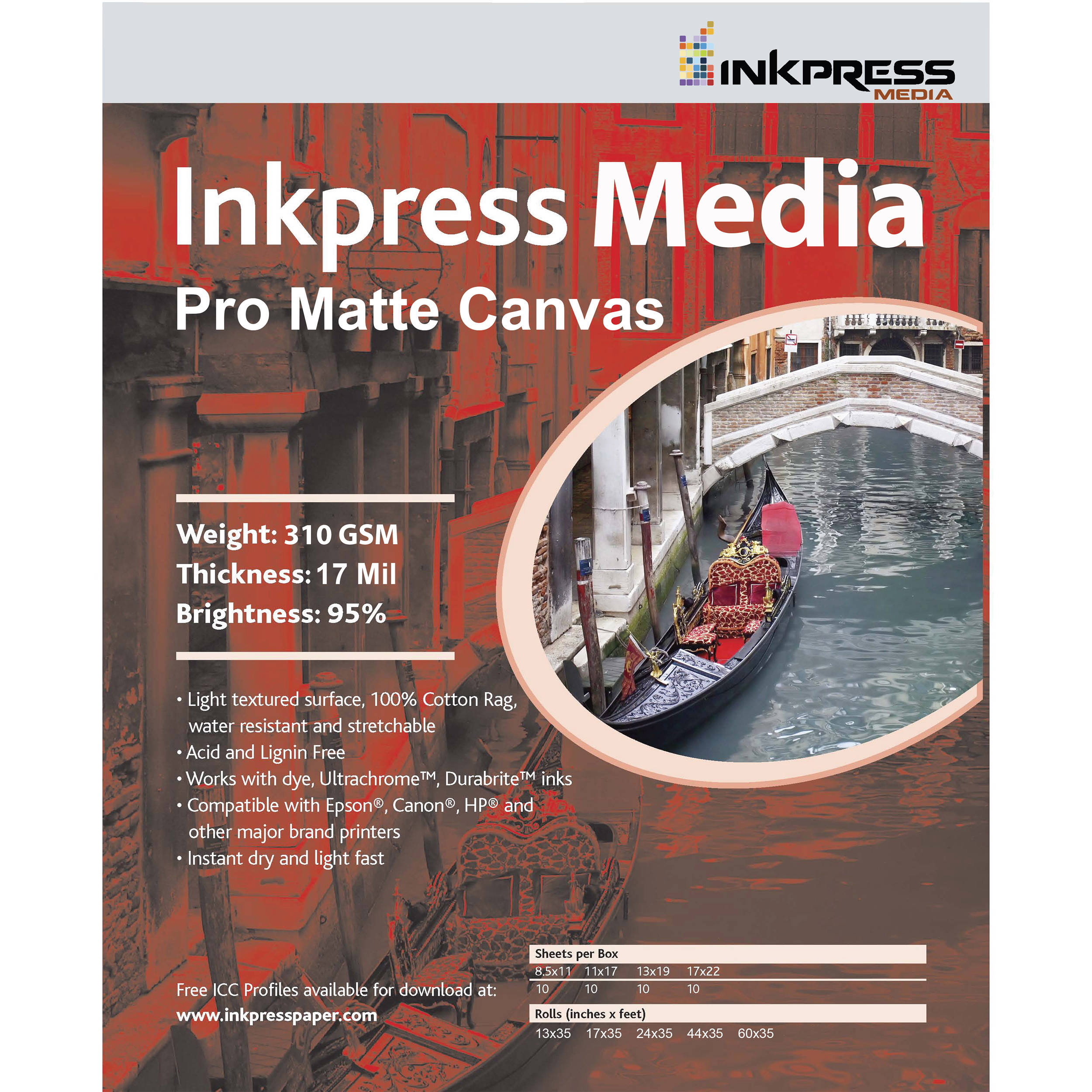 Inkpress Media Pro Matte Canvas (13 x 19", 50 Sheets) PCM131950