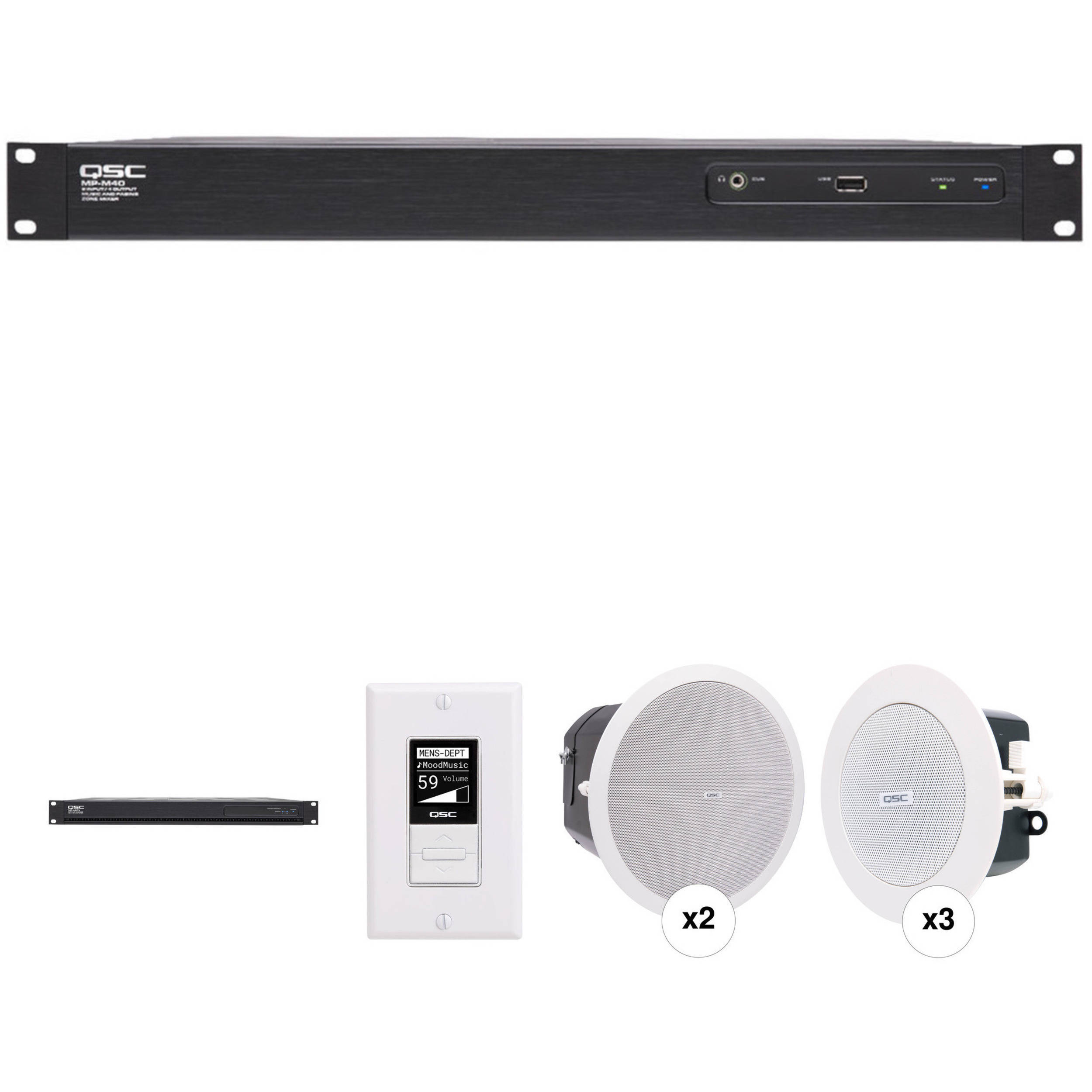 QSC Business Music Kit for 1200Ft² Restaurant/Bar (Ceiling