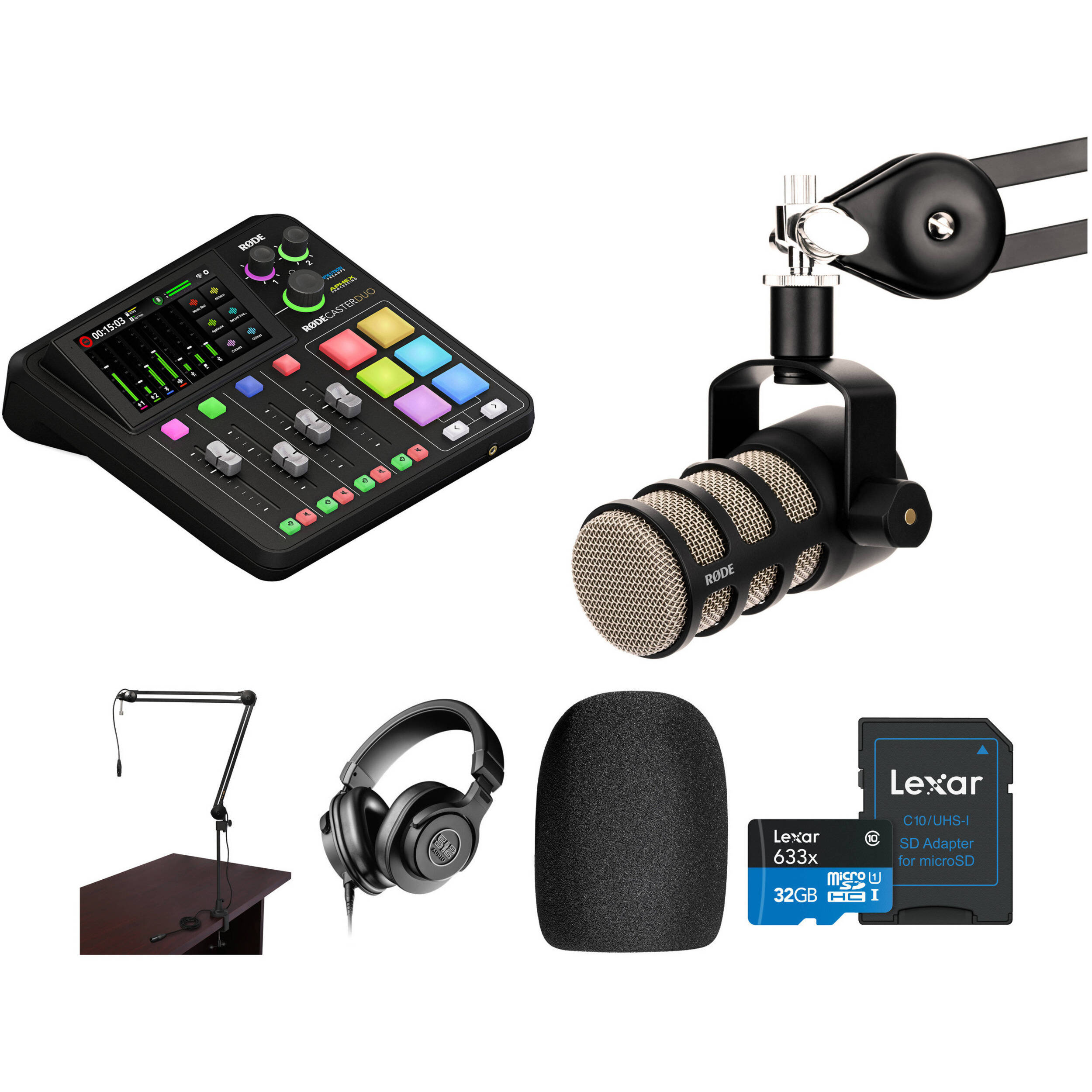 RODE RODECaster Duo Podcasting Kit with PodMic, Broadcast Arm