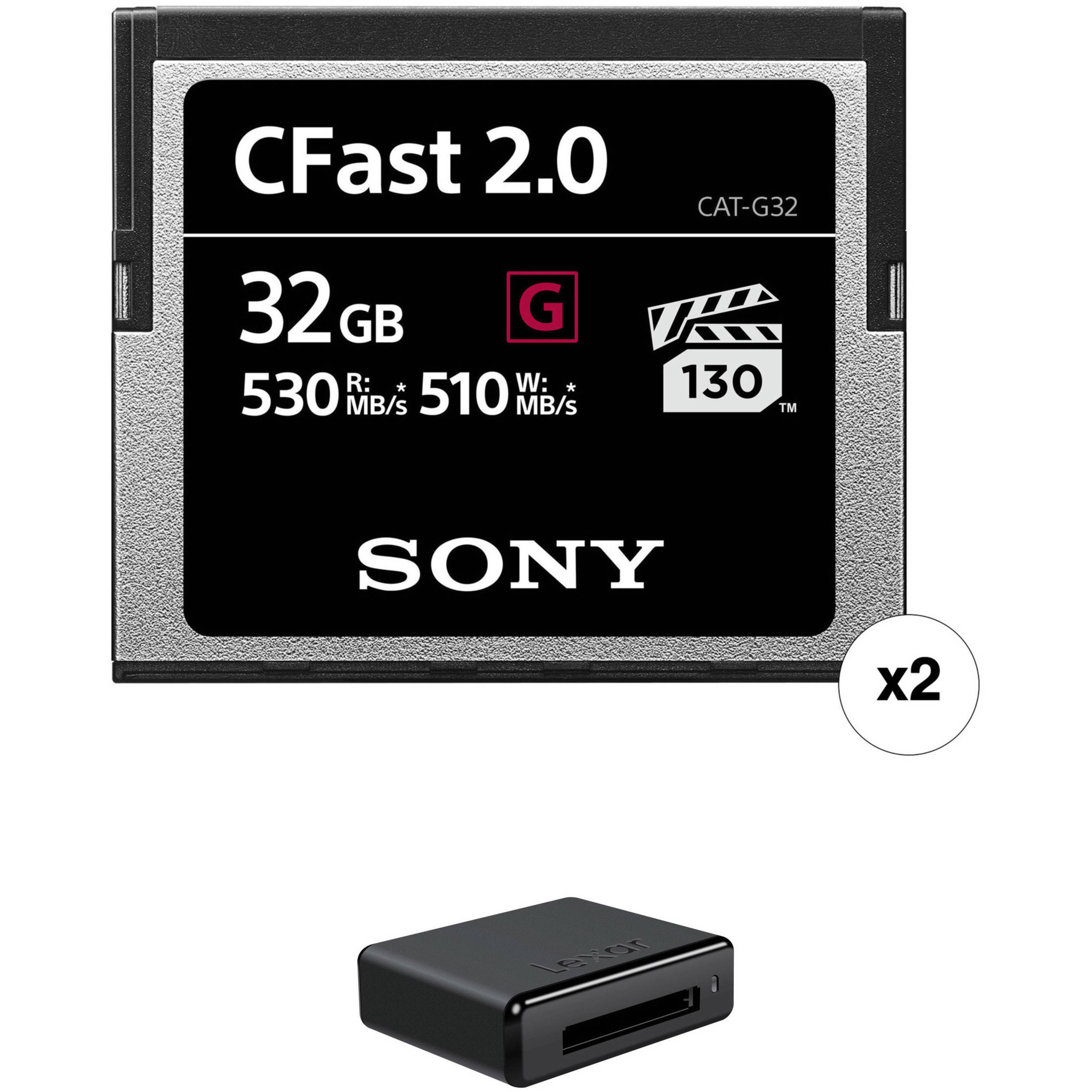 Sony 32GB CFast 2 0 G Series Memory Card 2 Pack With USB 3 0 sony-32gb-cfast-2-0-g-series-memory-card-2-pack-with-usb-3-0