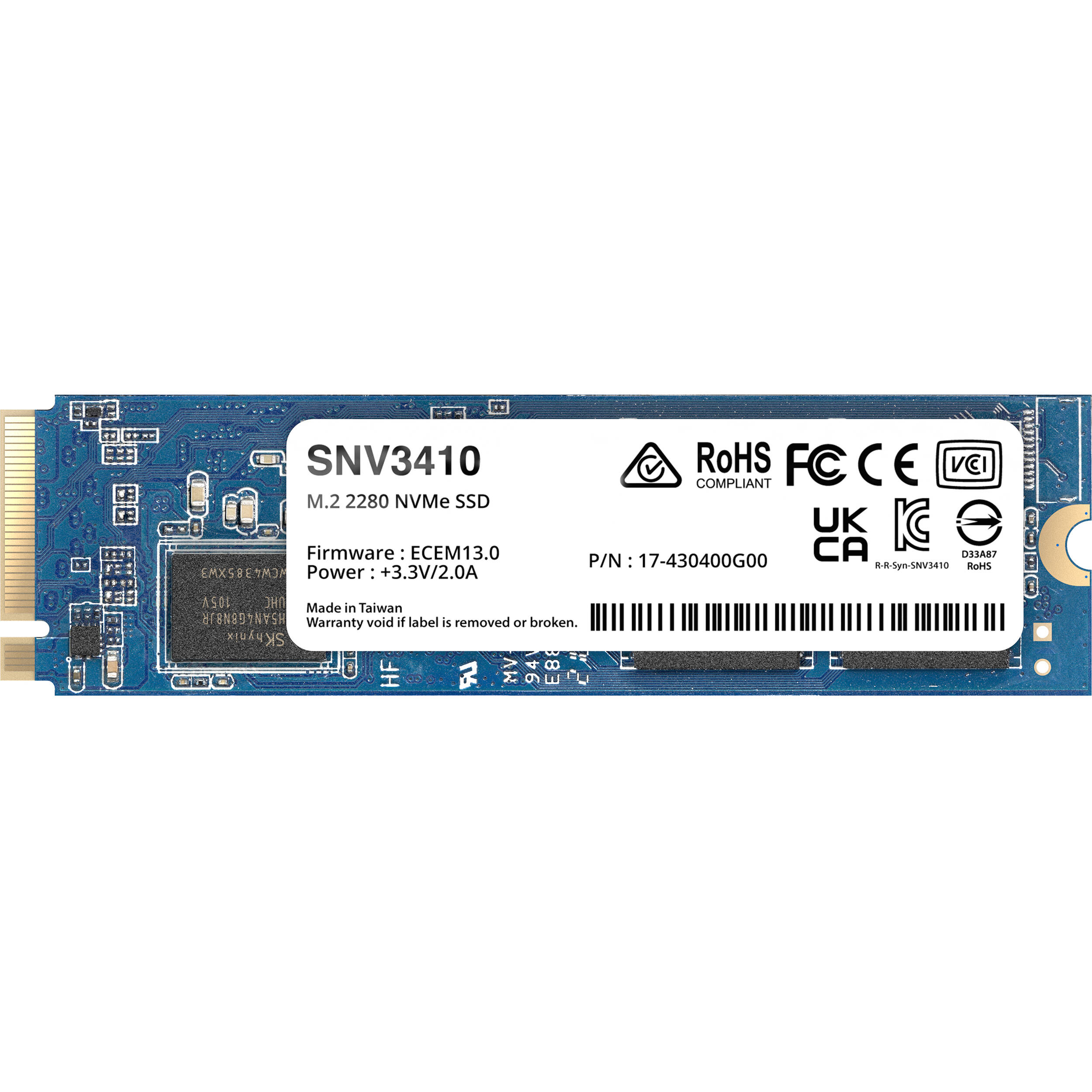 Synology 800GB SNV3410 NVMe M 2 2280 SSD SNV3410 800G B H Photo