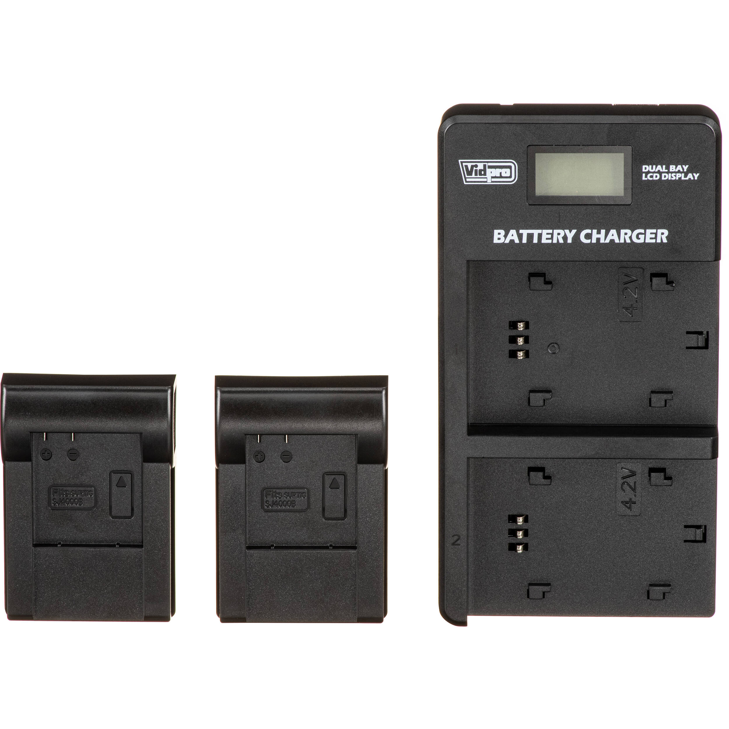 Vidpro Dual-Bay LCD Digital Charger for Select SJCam VDL-97 B&H