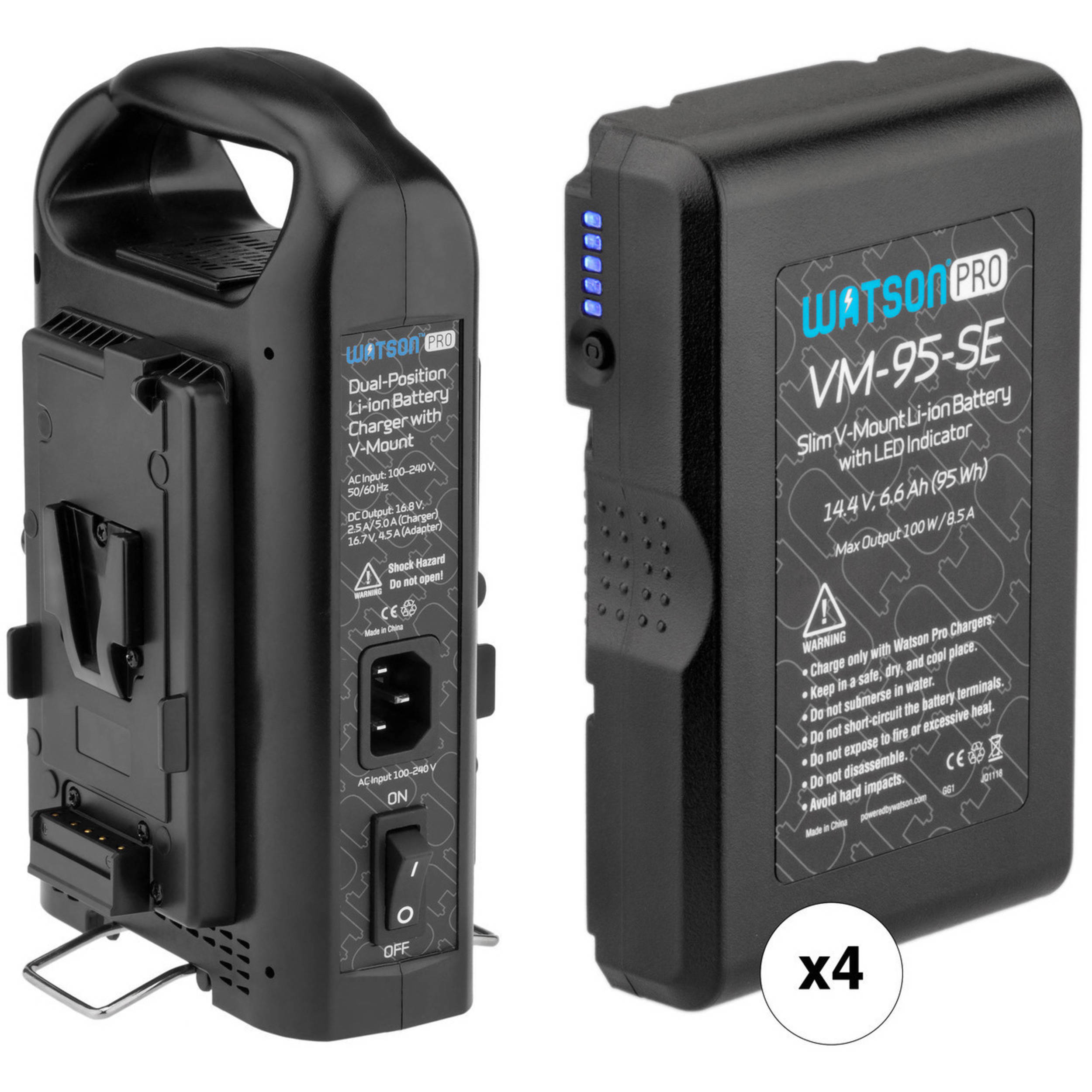 Watson Pro 4 x 95Wh Slim Batteries & Simultaneous Dual Charger