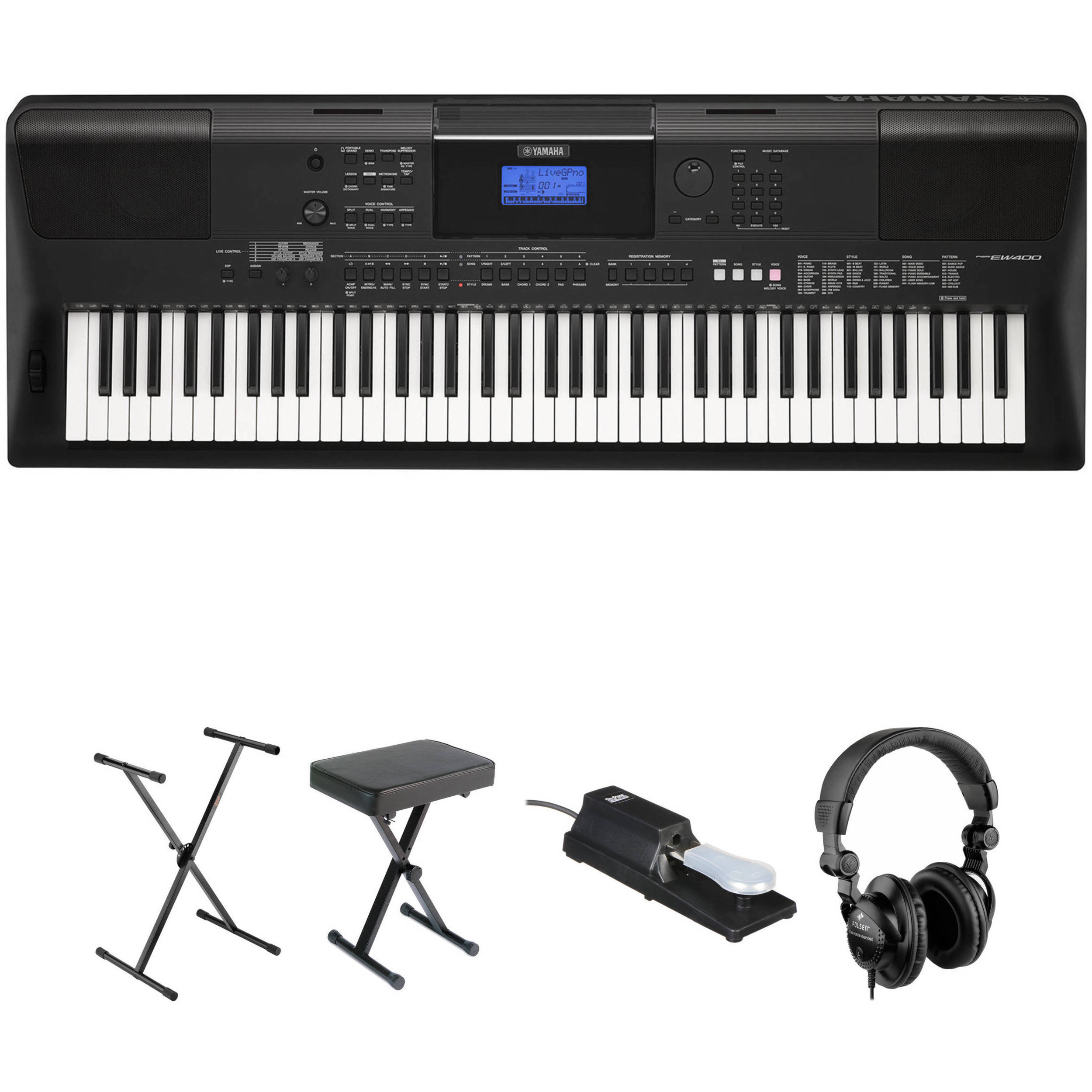 Yamaha PSR EW400 76 Key Portable Keyboard Essential Bundle B H Yamaha PSR EW400 76 Key Portable Keyboard Essential Bundle B H