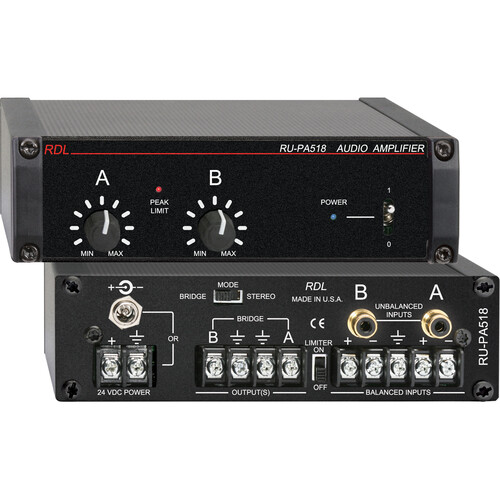 RDL RU-PA518 Audio Power Amplifier with Peak Limiter RU-PA518
