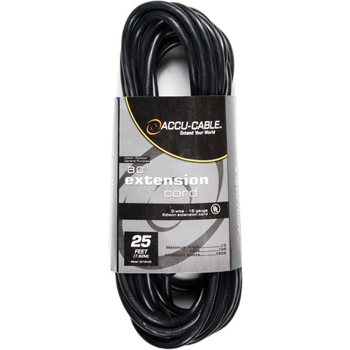 American DJ Accu-Cable 3-Wire Edison AC Extension Cord EC163-25