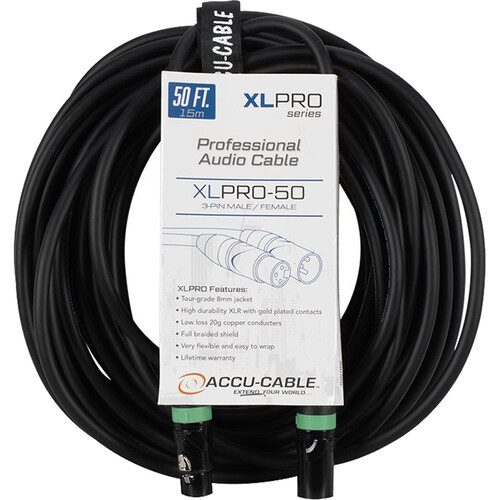 American DJ Accu-Cable XLPRO-50 XLR3M to XLR3F Audio XLPRO-50