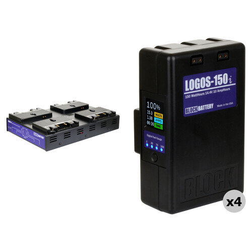 BlockBattery LOGOS-150i 4-Battery Kit with Quad Fast Charger