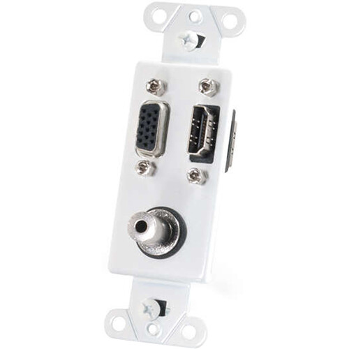 C2G HDMI, VGA & 3.5mm Pass-Through Wall Plate (White) 41031 B&H