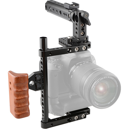 CAMVATE Universal Camera Cage with Top Handle and Wooden C1561