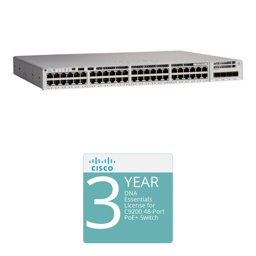 Cisco Catalyst 9200 48-Port PoE+ Managed Switch & 3-Year DNA