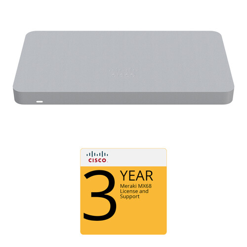 Cisco Meraki MX68 Router/Security Appliance with 3-Year Advanced