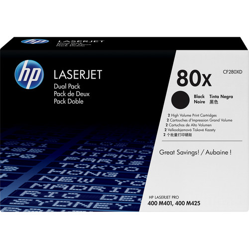 HP 80X LaserJet Black Toner Cartridge Dual Pack CF280XD B&H