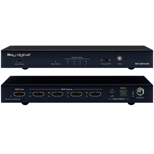 Key Digital 1x4 4K HDMI Distribution Amplifier KD-DA1X4DC B&H