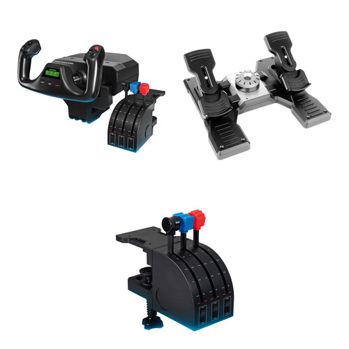 Logitech G Flight Yoke System, Flight Rudder Pedals, and Flight