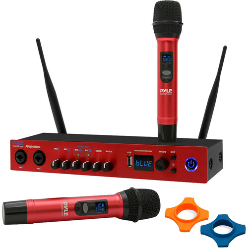 Pyle Pro UHF 2-Channel Wireless Handheld Microphone PDWM811RD